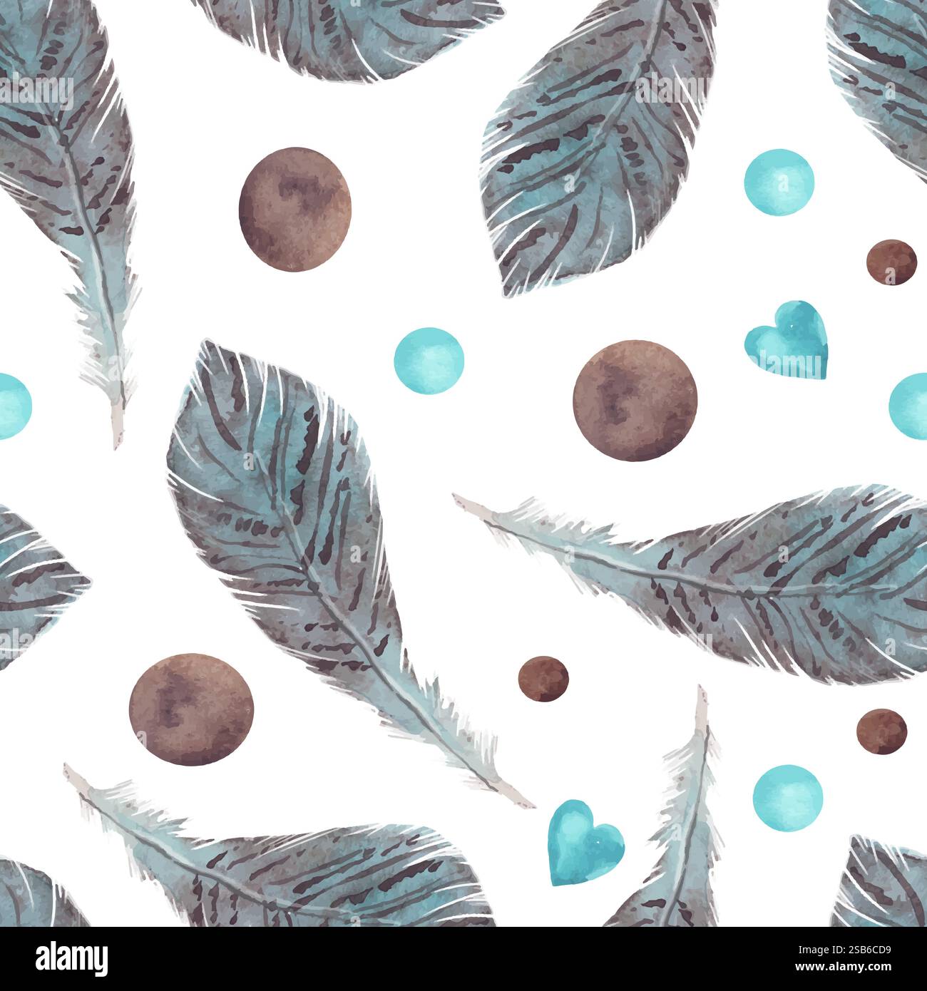 bird feather watercolor vector illustration for graphic design pattern ...