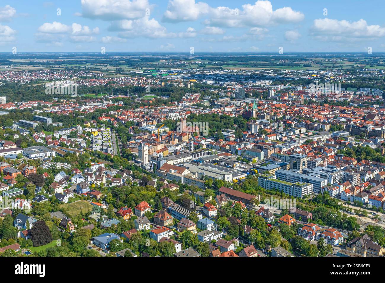 View of the university city of Ulm on the Danube around the Michelsberg ...