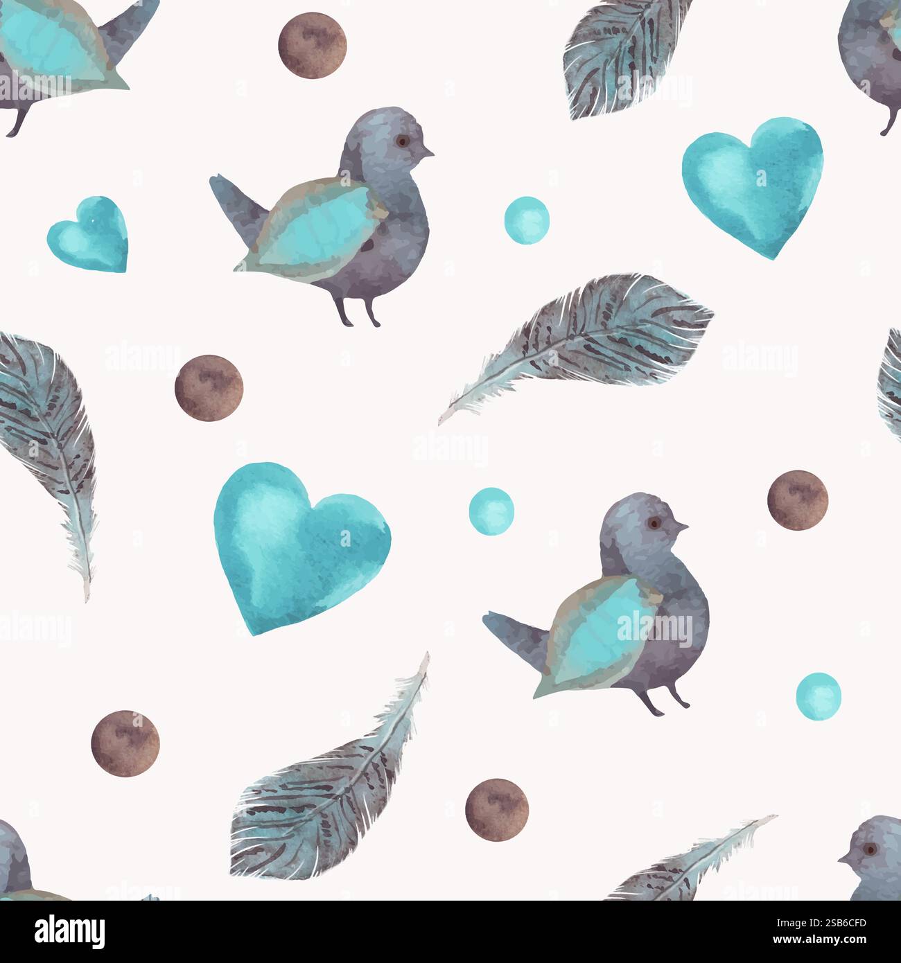 bird feather watercolor vector illustration for graphic design pattern ...