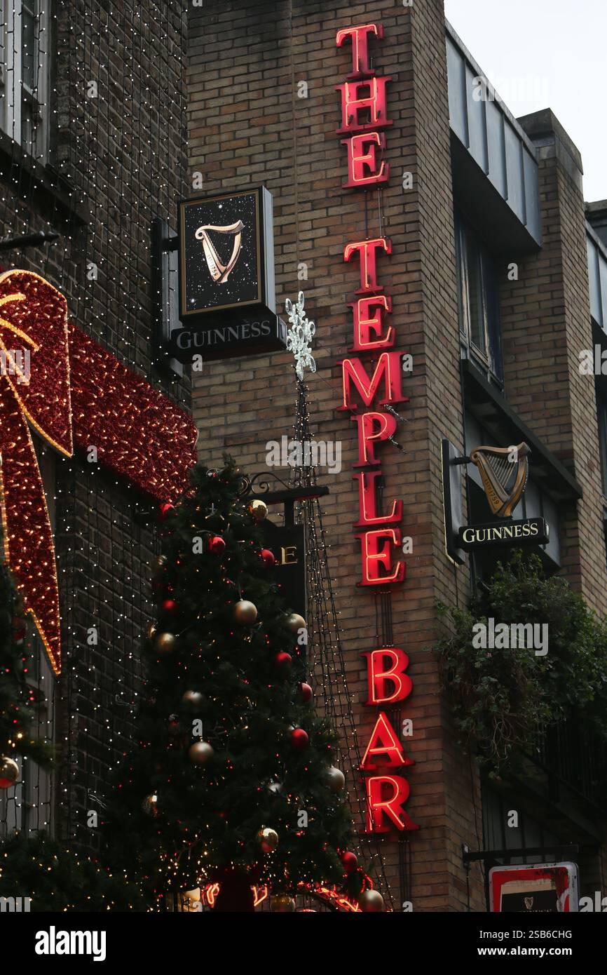 Dublin, Ireland - 28th January 2025 - a large red neon electric wall ...
