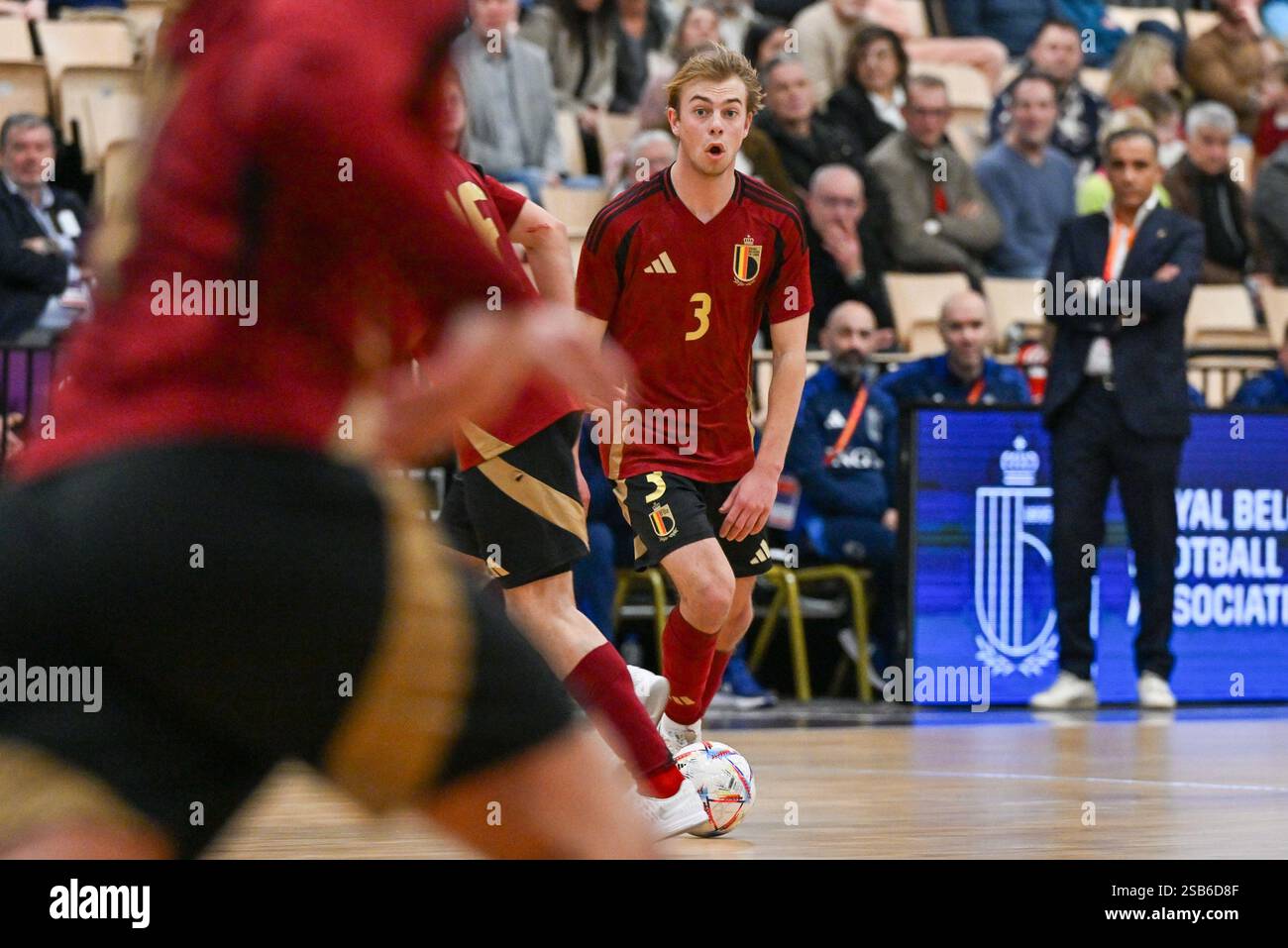 Thibeau Dochez (3) of Belgium pictured during a futsal soccer game ...