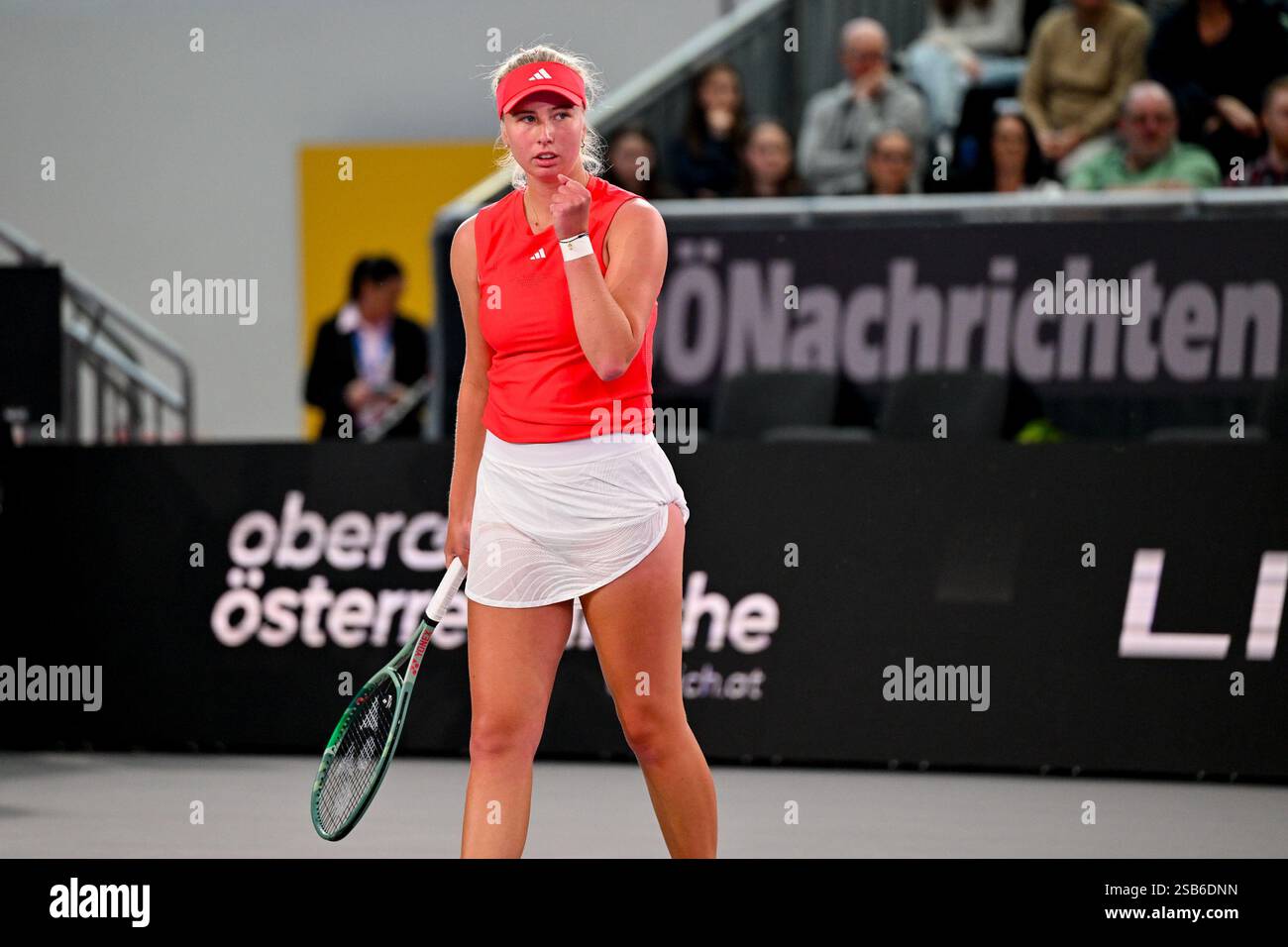 LINZ, AUSTRIA -FEBRUARY 1: Clara Tauson of Denmark celebrate her Point ...