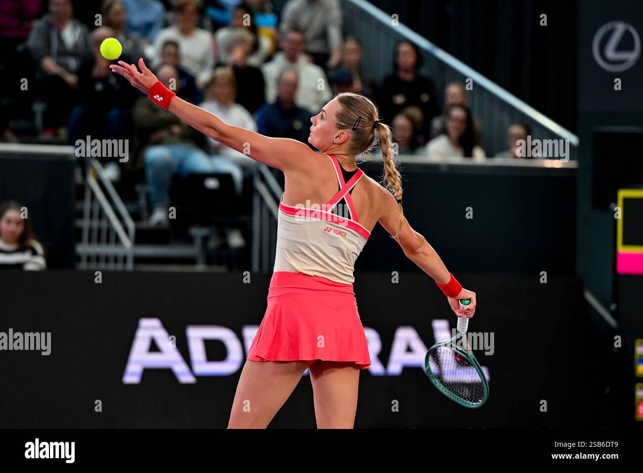 LINZ, AUSTRIA -FEBRUARY 1: Danyana Yastremska of Ukraine in action in ...