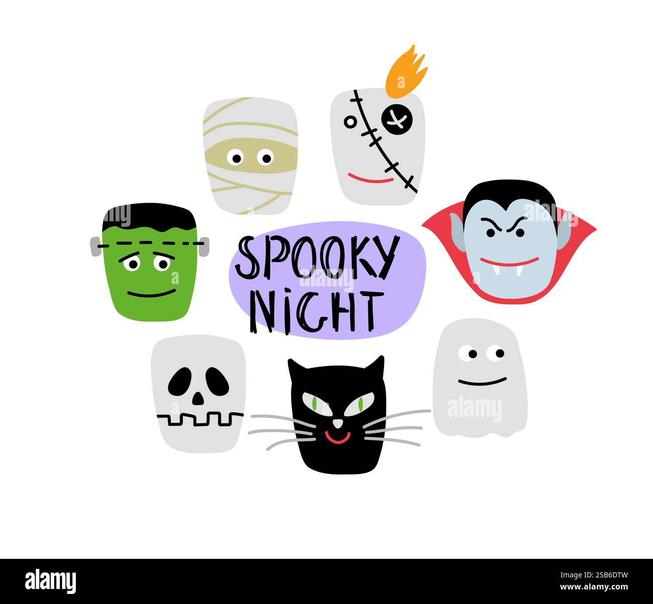 Vector illustration Halloween characters or creepy avatar on 31 October ...