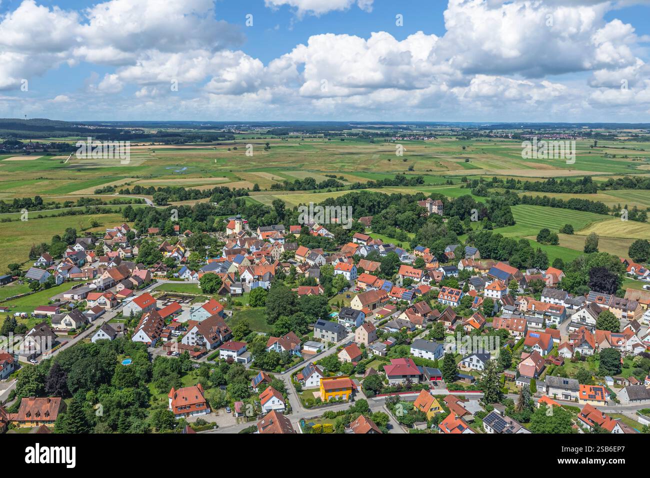 A bird's eye view of the region around the municipality of Muhr am See ...