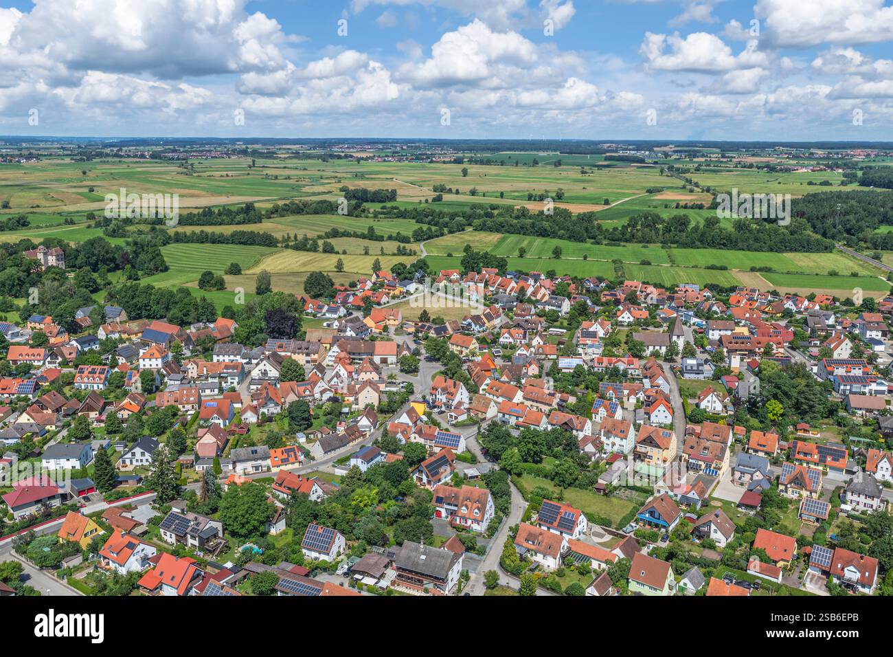 A bird's eye view of the region around the municipality of Muhr am See ...