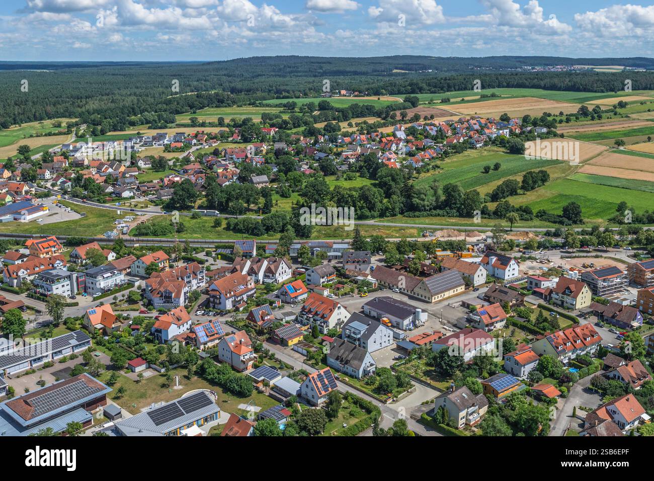 A bird's eye view of the region around the municipality of Muhr am See ...