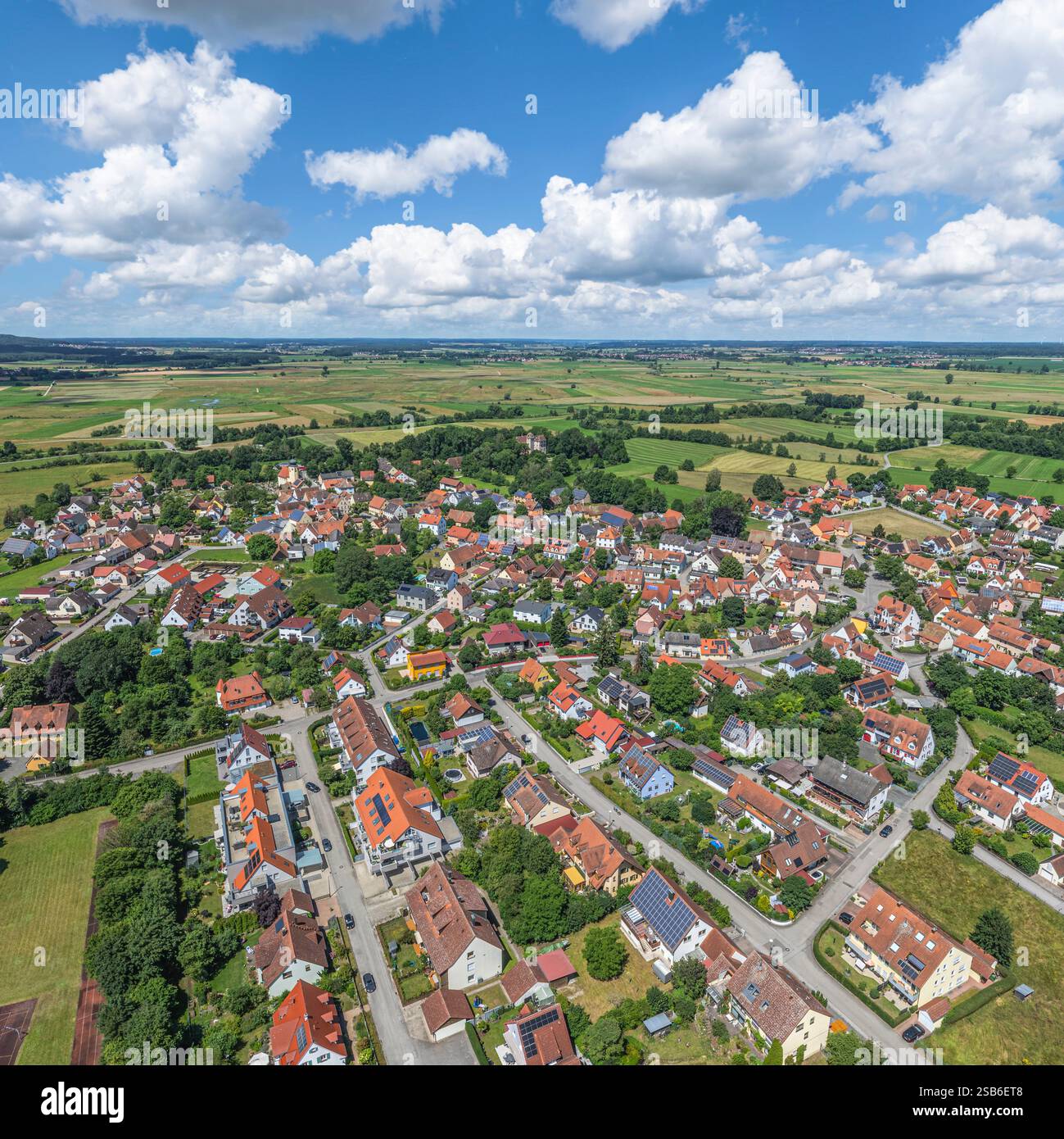 A bird's eye view of the region around the municipality of Muhr am See ...