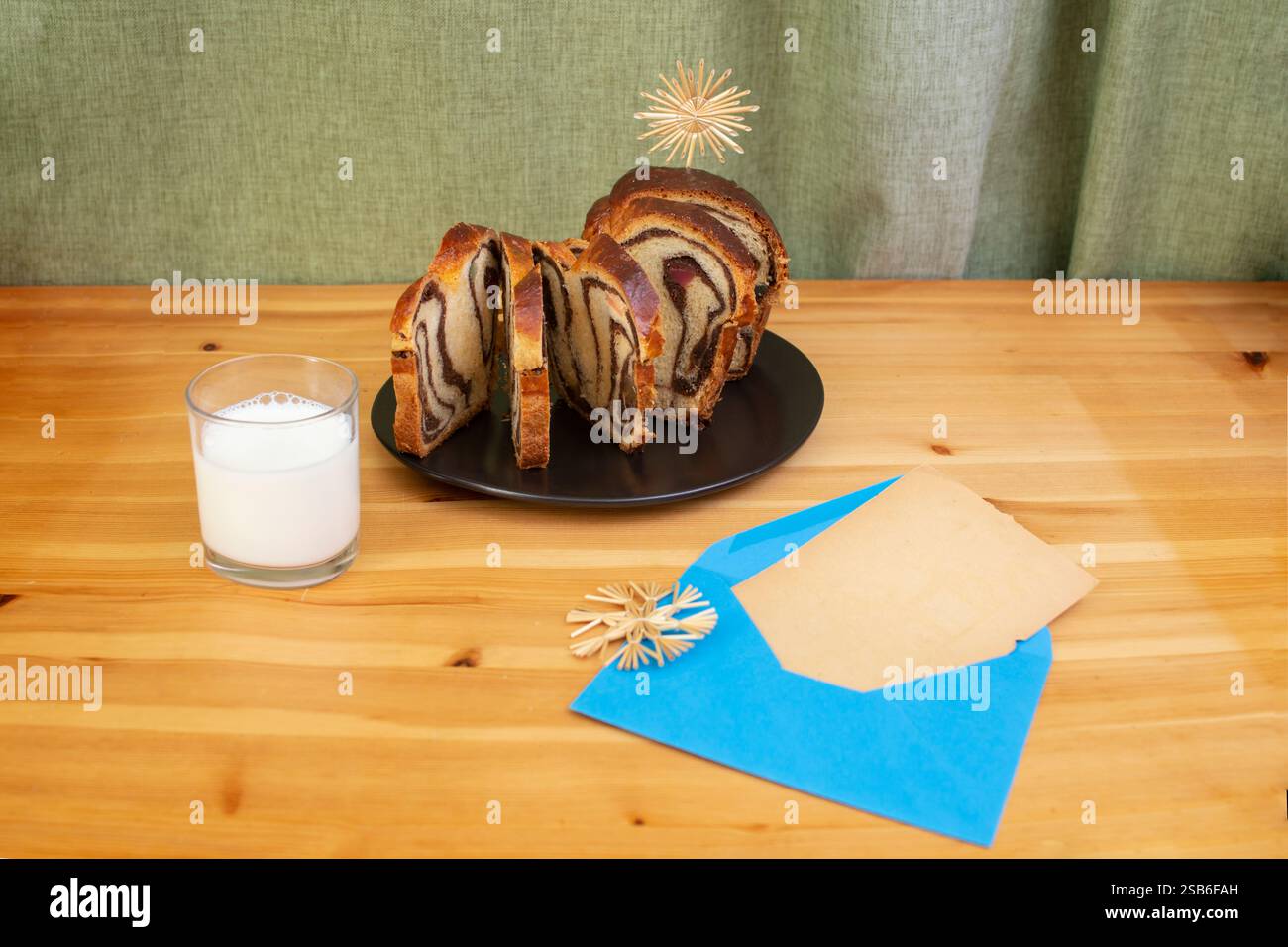 Cozonac, Romanian traditional sweet bread with walnut filling, sliced ...