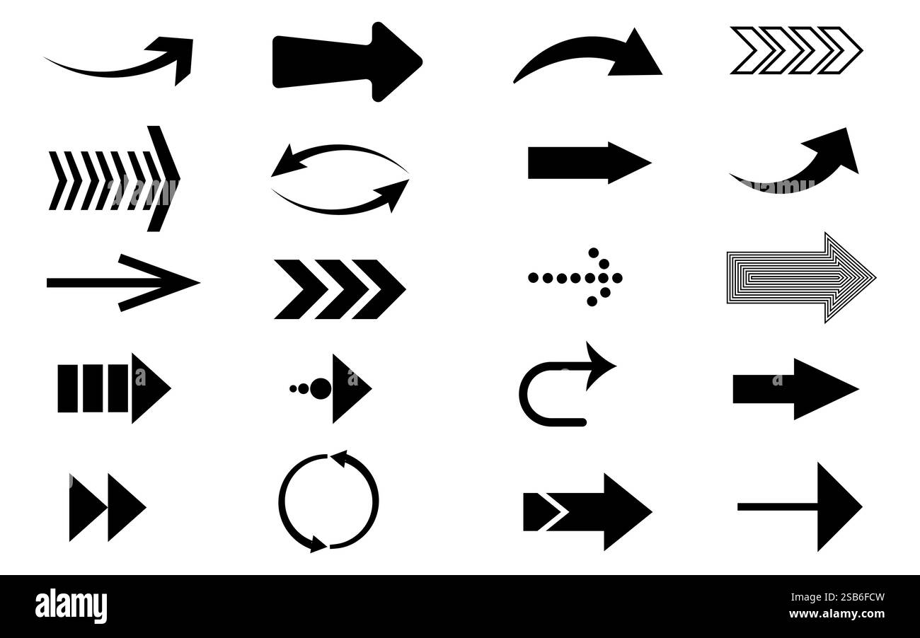 Set arrow icons, Collection different types of arrows sign. Black vector arrows fully editable ...
