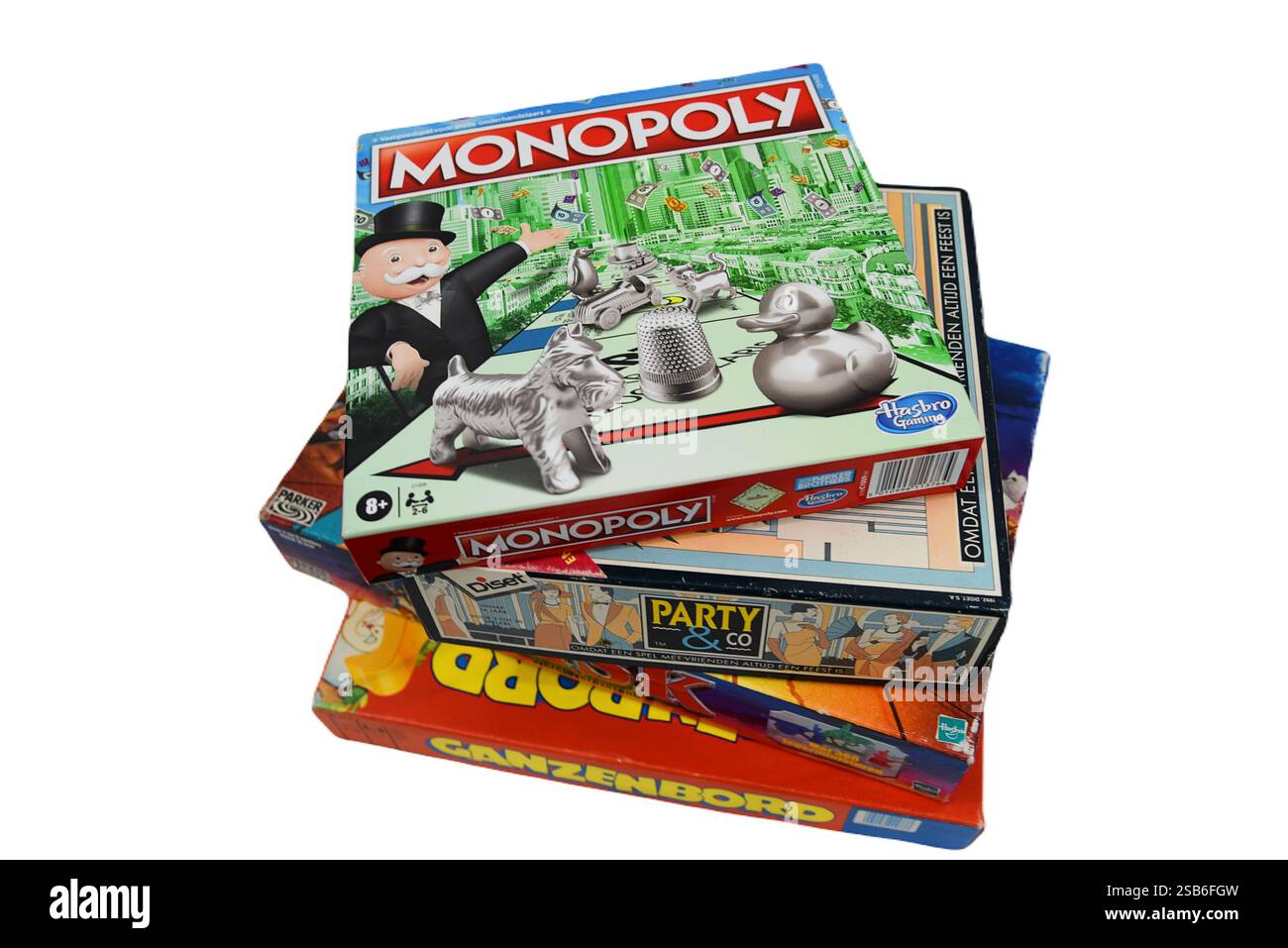 Den Helder, January 17, 2025. A stack of board games against a white ...