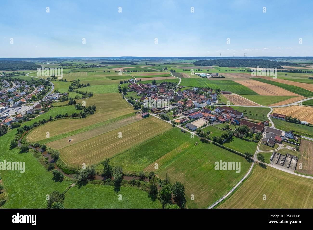 Aerial view of the small Middle Franconian town of Leutershausen near ...