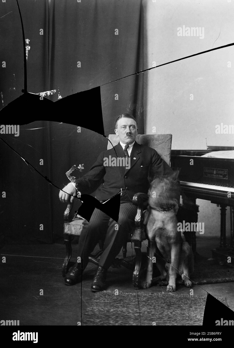 Portrait of Nazi Party leader Adolf Hitler wearing street clothes with ...