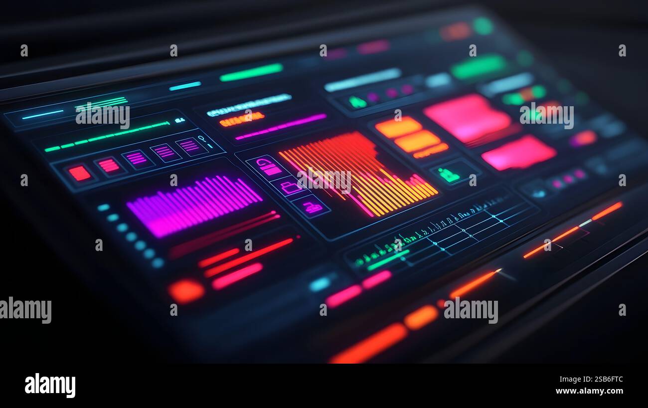 Glowing Futuristic Digital Dashboard with Luminous Cargo Nodes,Tracking ...
