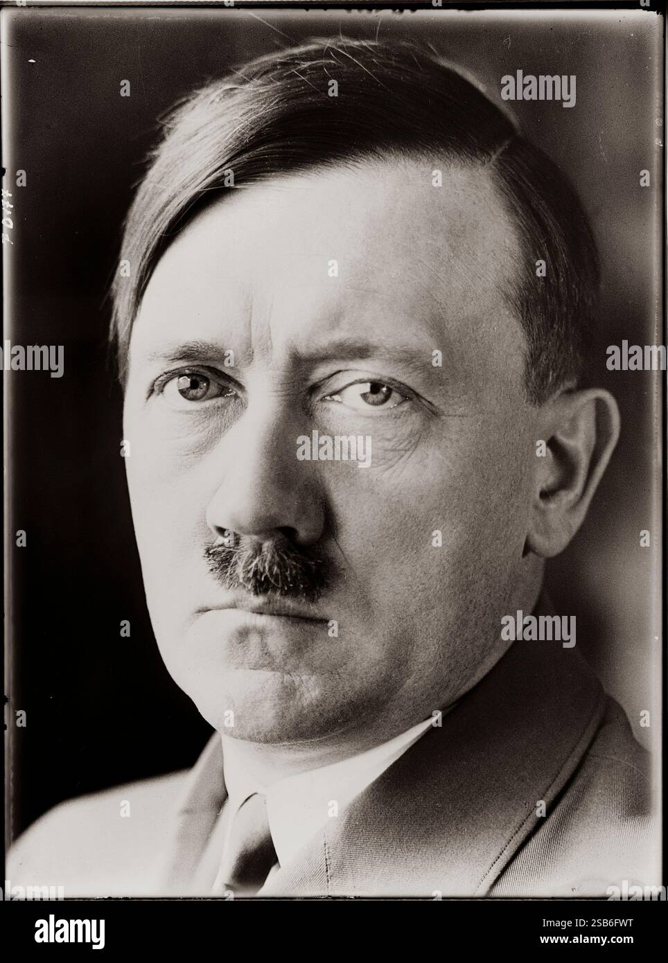 Closeup portrait of Nazi Party leader Adolf Hitler wearing civilian ...