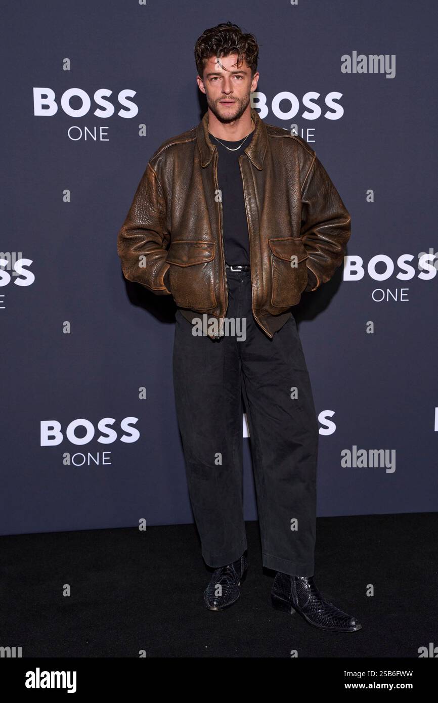 Sam Salter poses for photographers upon arrival at the BOSS One x David ...