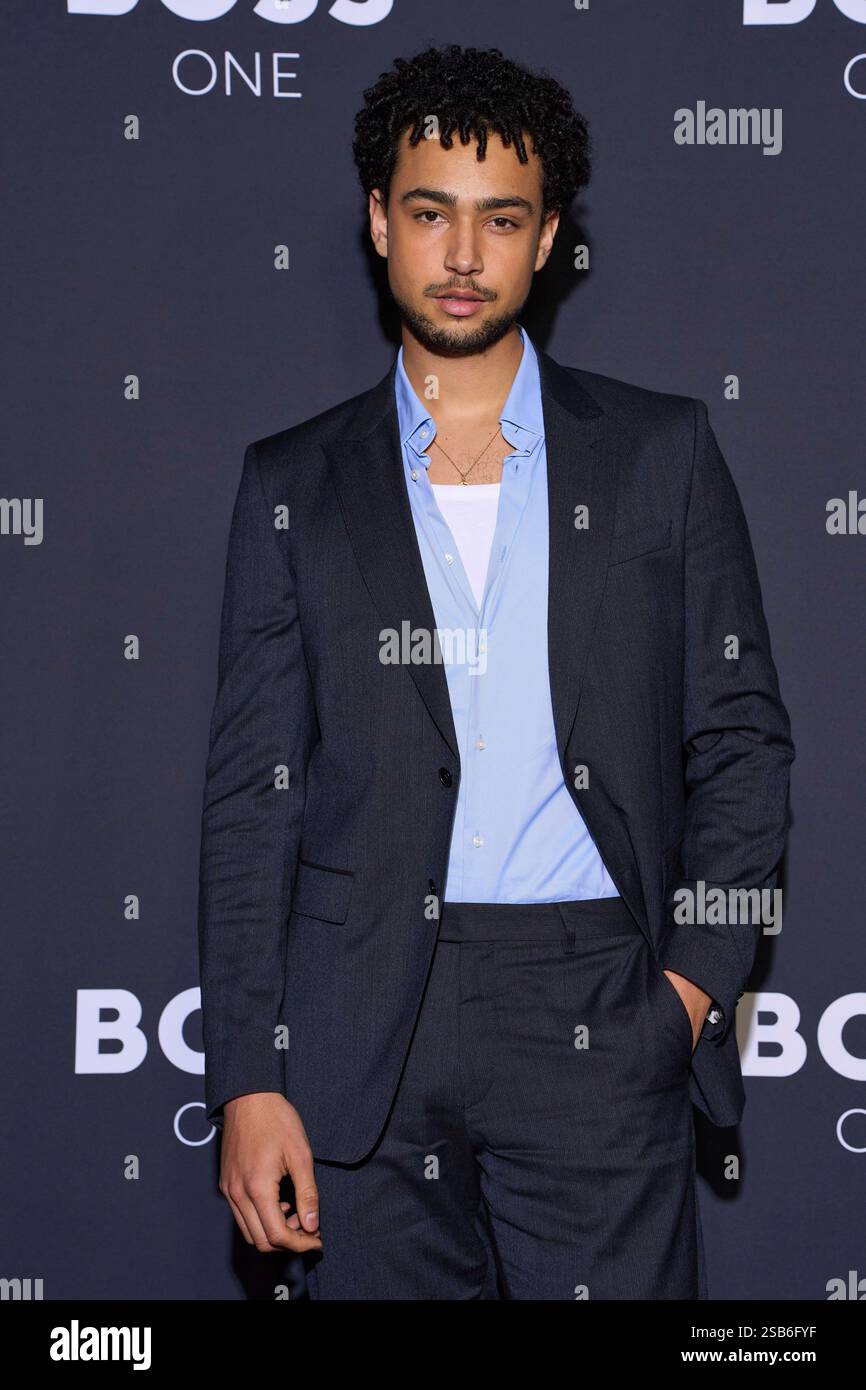 Archie Madekwe poses for photographers upon arrival at the BOSS One x ...