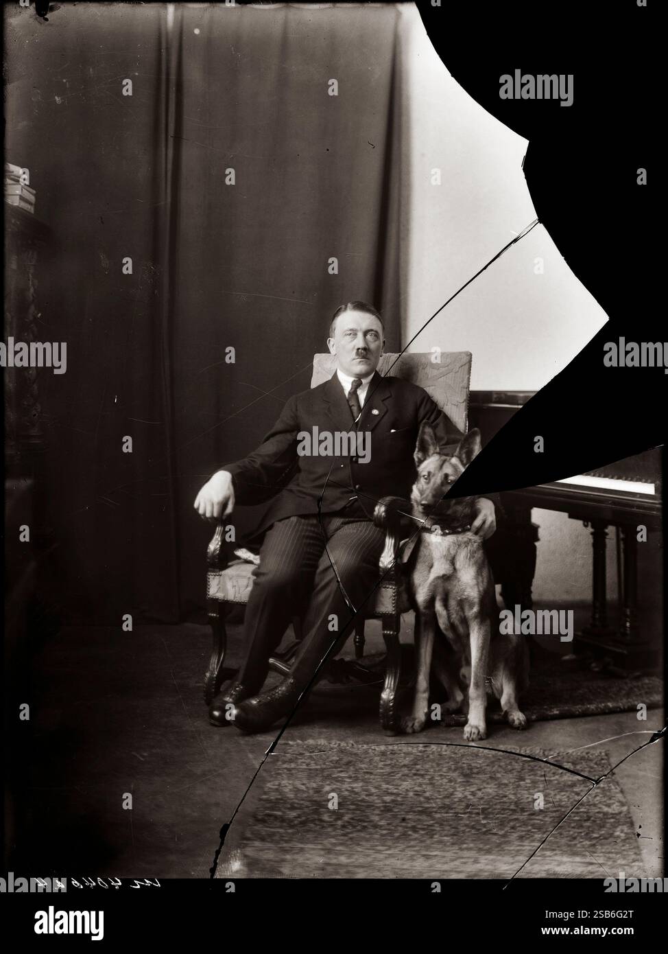 Portrait of Nazi Party leader Adolf Hitler wearing street clothes with ...