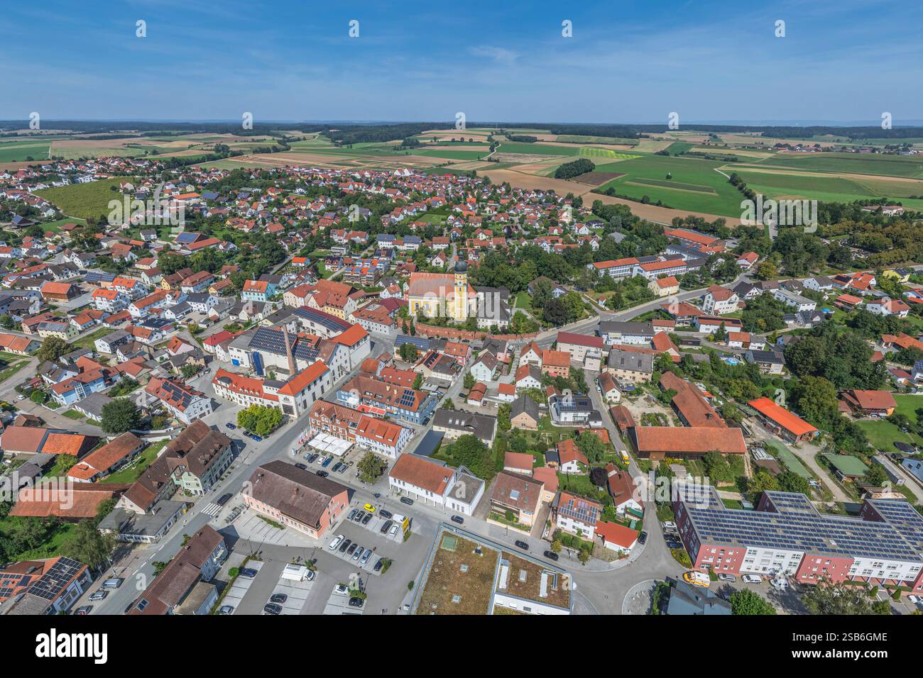 The market village of Schierling south of Regenburg in the valley of ...