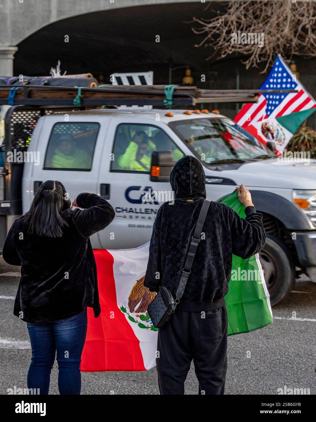 Santa Barbara, USA. 31st Jan, 2025. CA: Santa Barbara Protesters gather ...