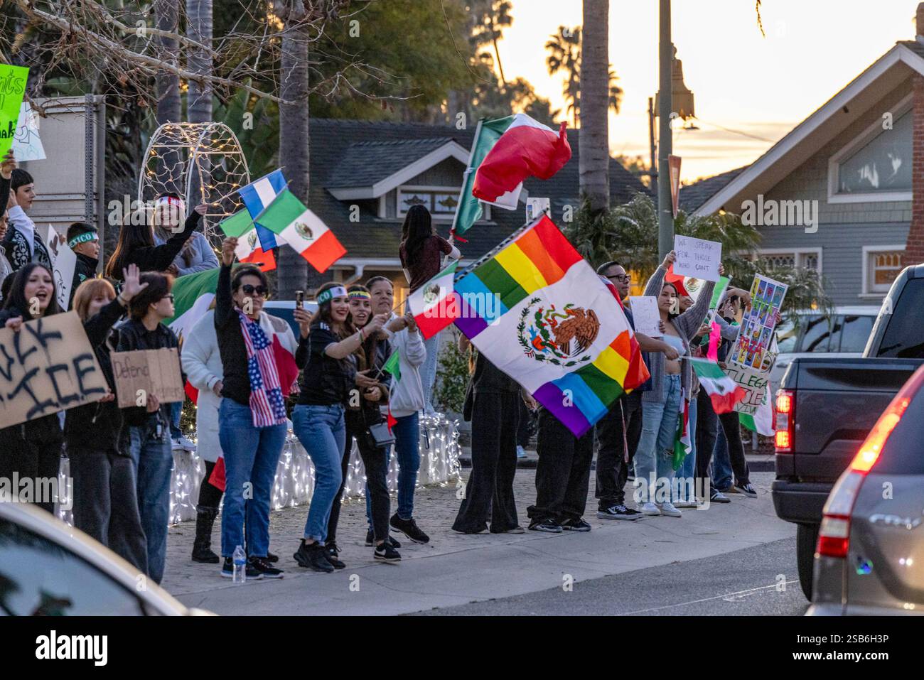Santa Barbara, USA. 31st Jan, 2025. CA: Santa Barbara Protesters gather ...