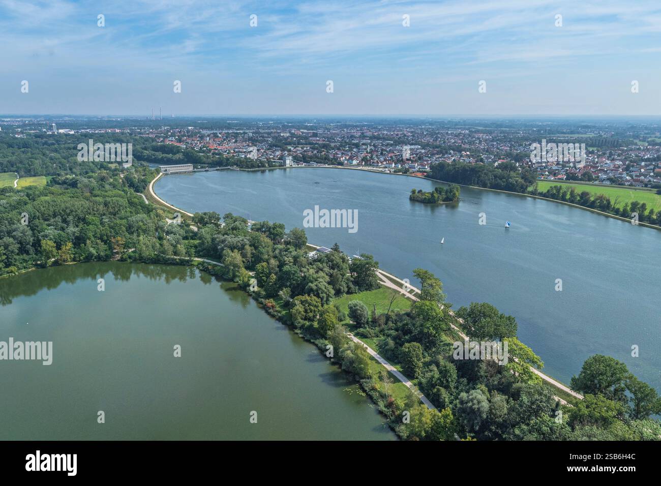 The Danube floodplains around the Baggersee leisure area near ...