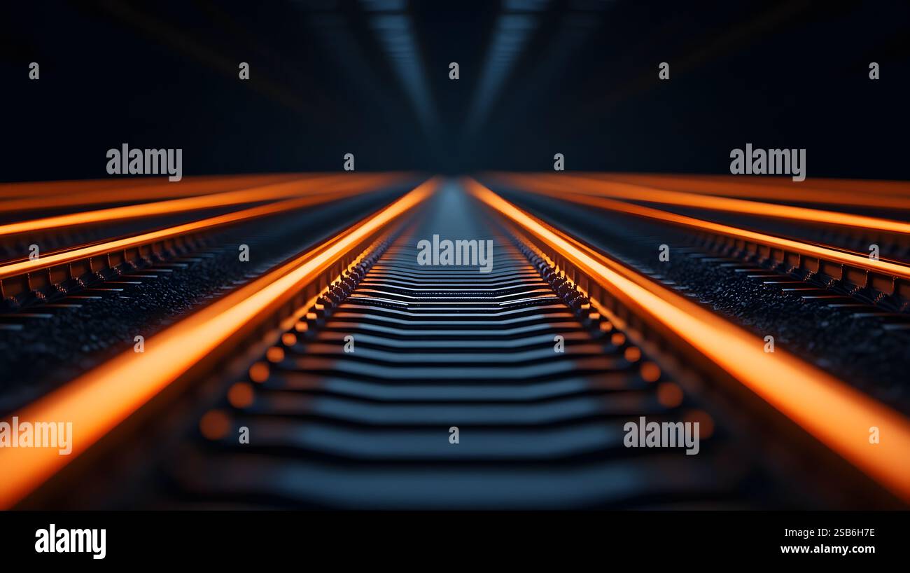 Minimalistic train tracks forming a geometric network grid with sharp ...