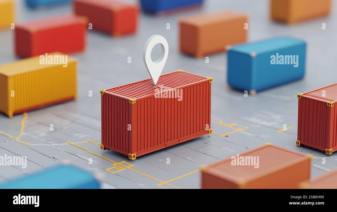 Streamlined 3D of a global cargo logistics network with shipping routes ...