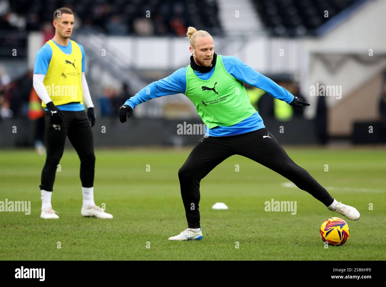 Derby County's Lars-Jorgen Salvesen warms up before the Sky Bet ...