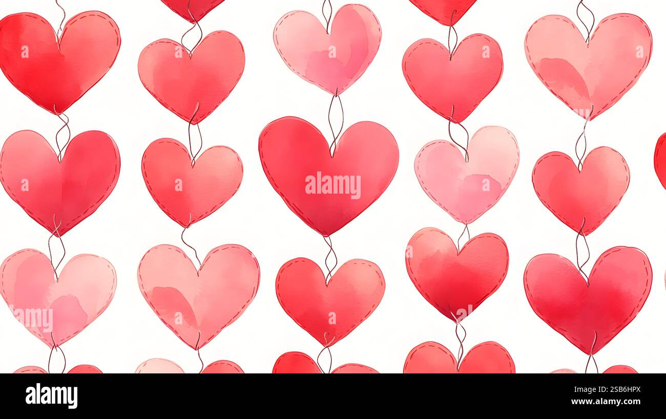 Seamless and Repeating Pattern of Interconnected Hearts Linked by Fine ...