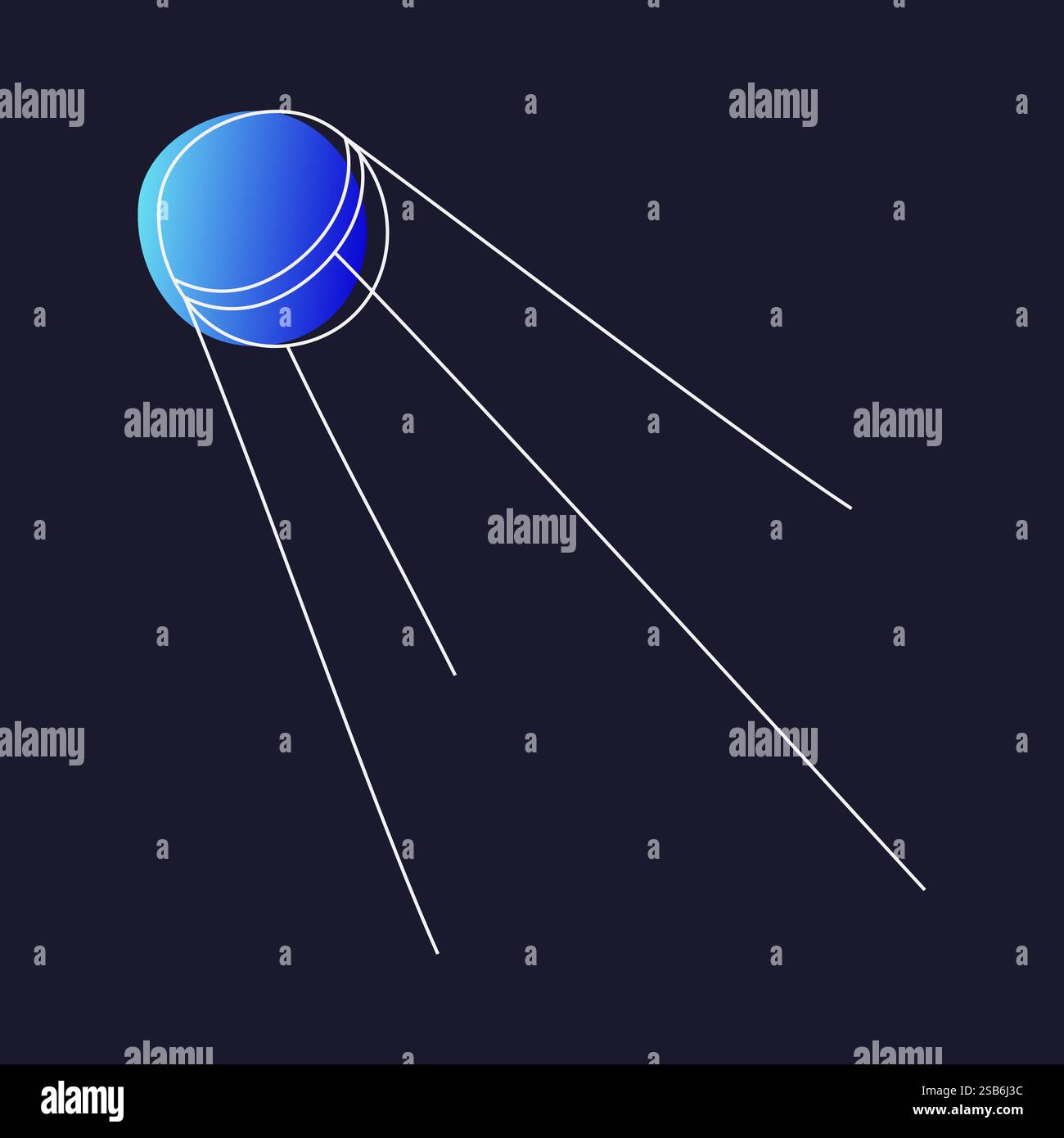 A detailed drawing of a blue space satellite floating in the sky ...