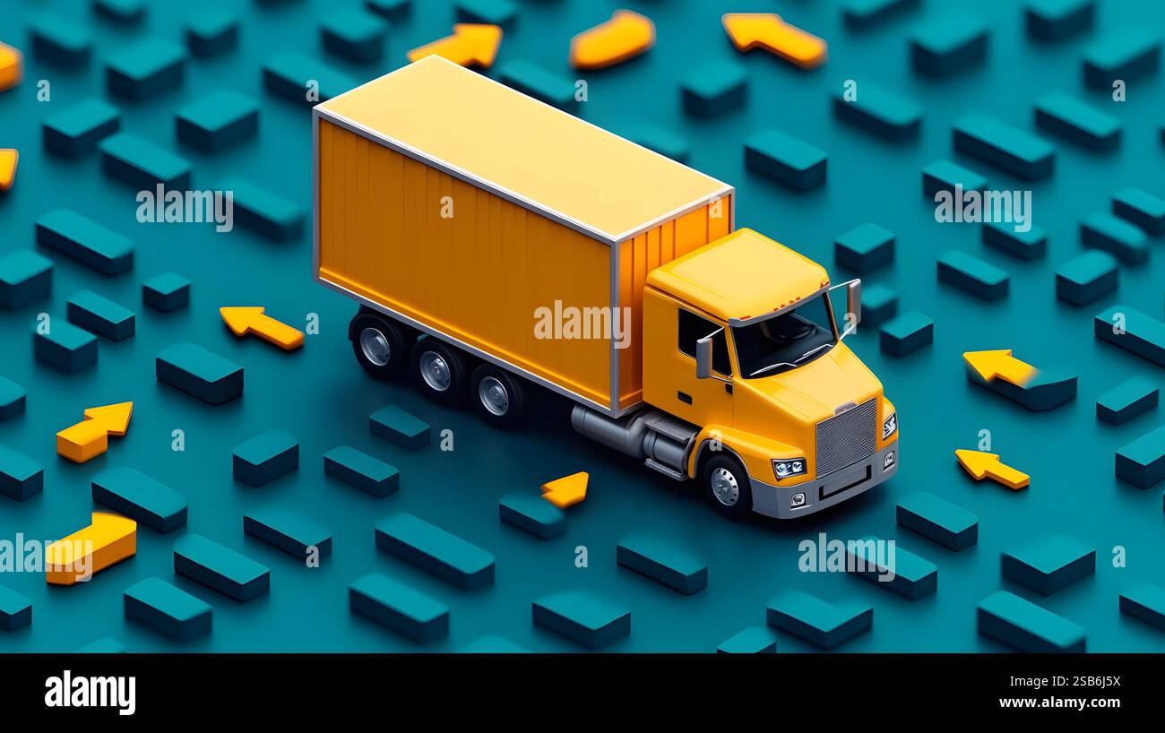 Delivery Truck Surrounded by Directional Arrows - Streamlined Logistics ...