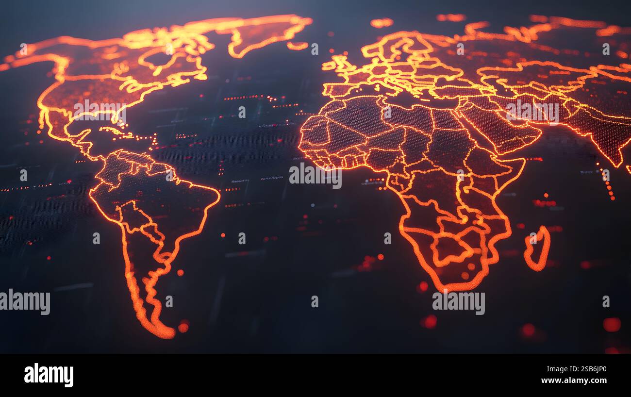 Streamlined Global Connectivity:Glowing Shipping Routes Criss-Crossing ...