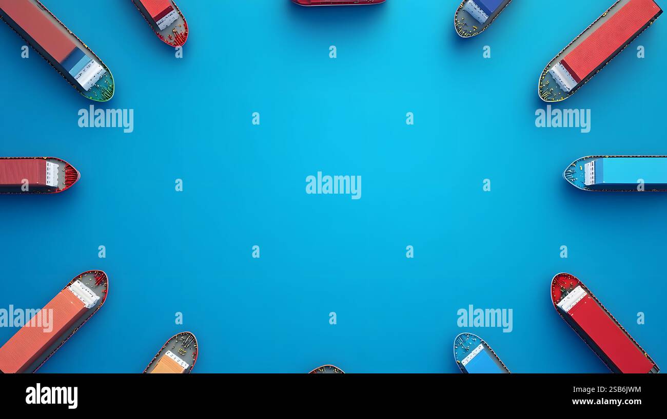 Circular network of ships and trucks showcasing a minimal shipment ...