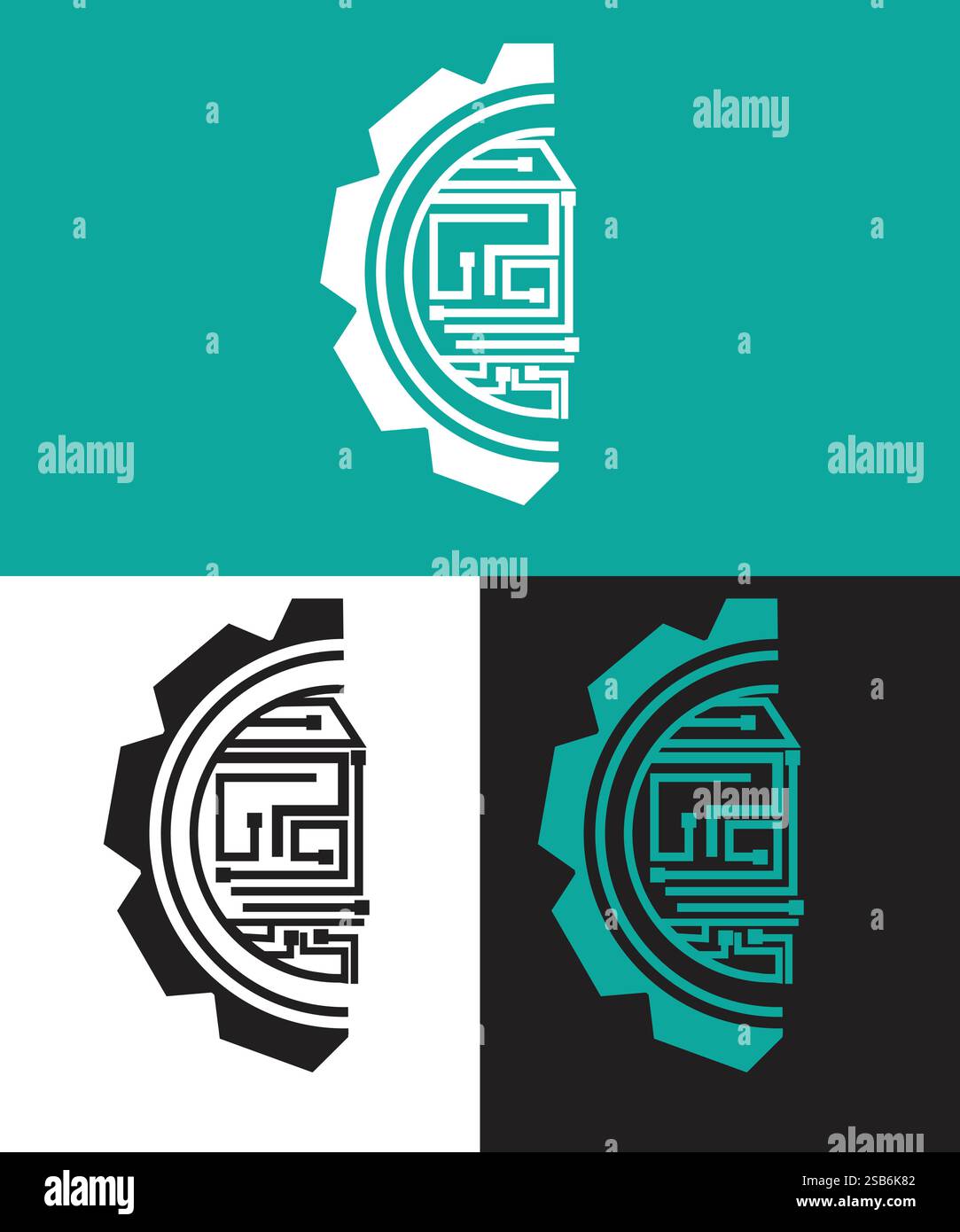 Set of gear tech logo, Creative Gear Tech Logo, vector illustration ...