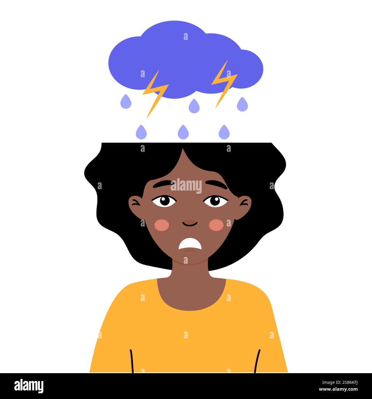 A young woman appears troubled, reflecting her inner turmoil, as stormy ...