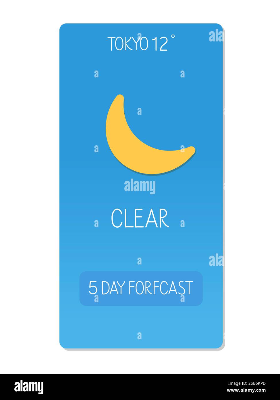 Tokyo experiences clear weather with a cool temperature of 12 degrees, indicated by a crescent ...