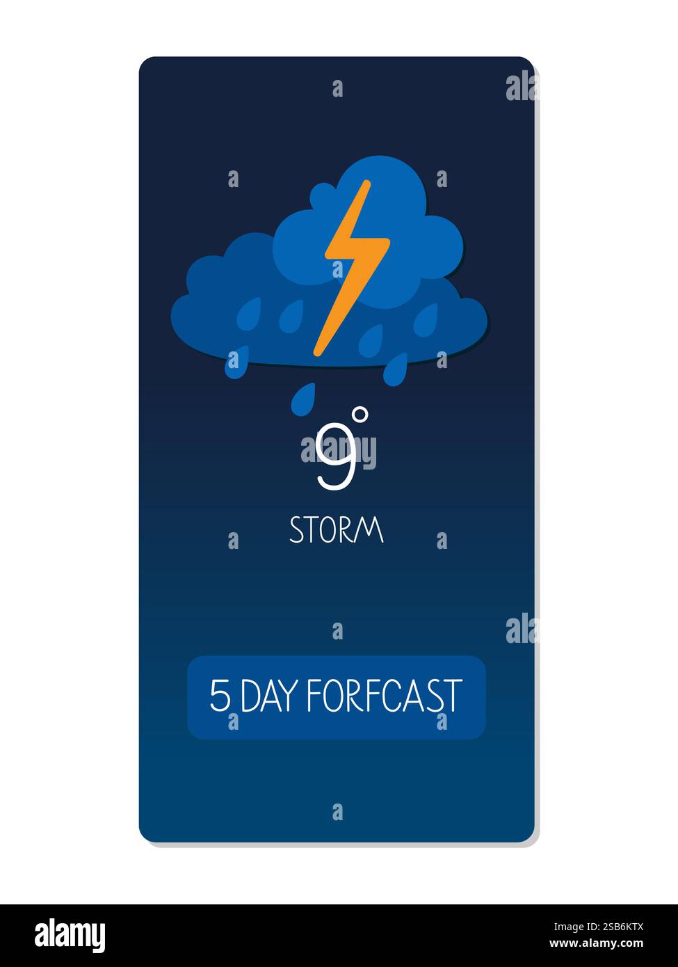 A weather forecast shows a storm with heavy rain and lightning ...