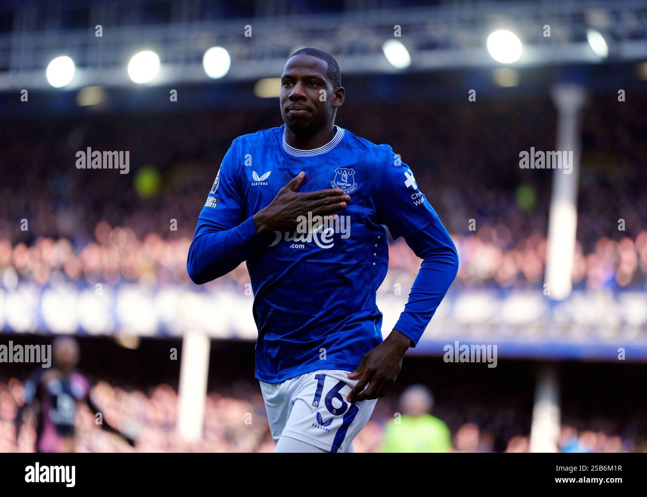 Everton's Abdoulaye Doucoure celebrates scoring the opening goal during ...