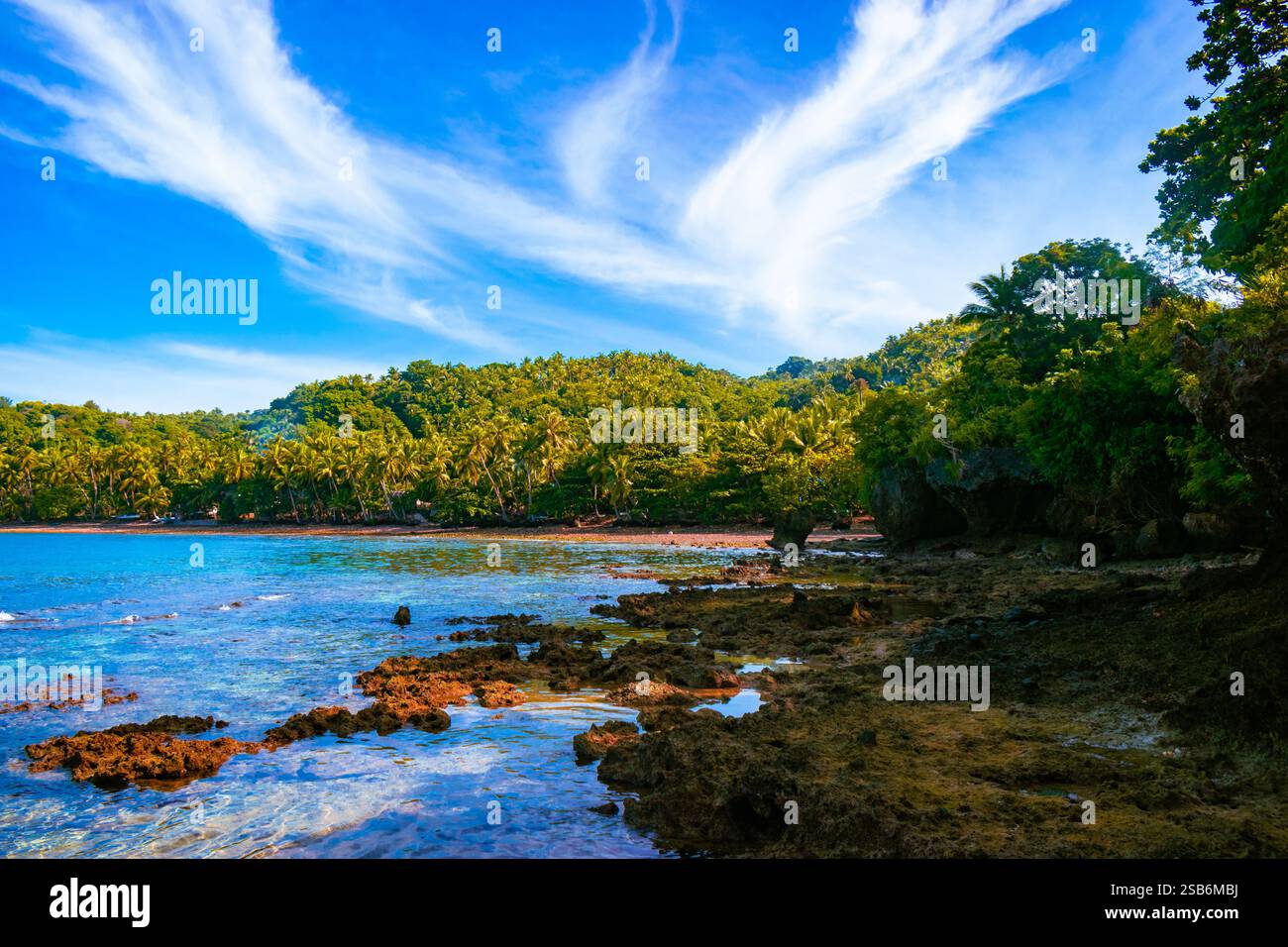 Rocky coast of the sea. Coco Cabana, Romblon Island, Philippines Stock ...