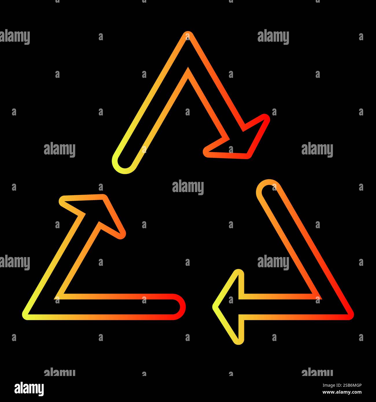 A recycling symbol featuring three arrows in gradient colors, displayed ...
