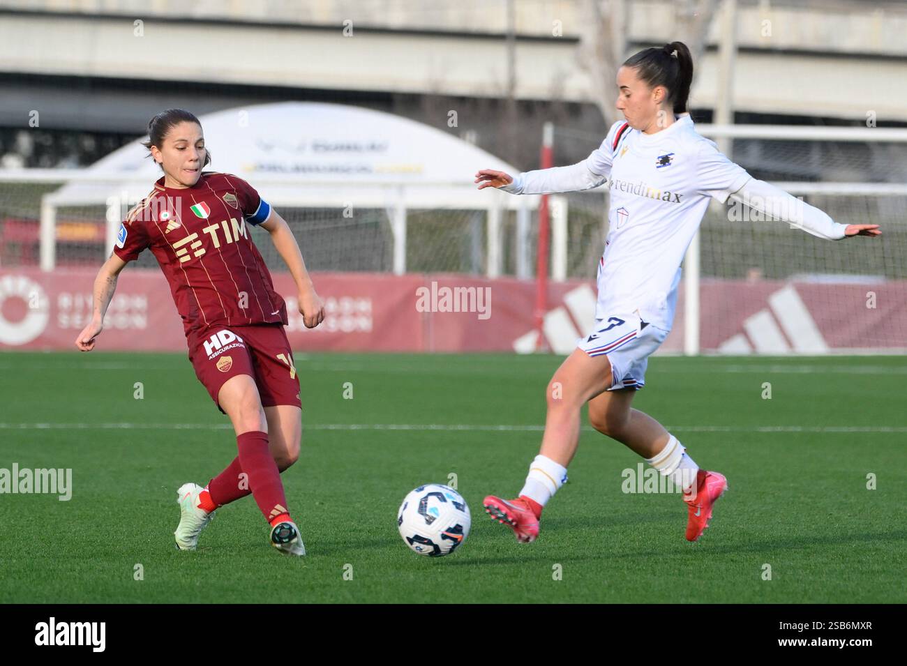 AS Roma's Manuela Giugliano and UC Sampdoria's Nicole Arcangeli during ...