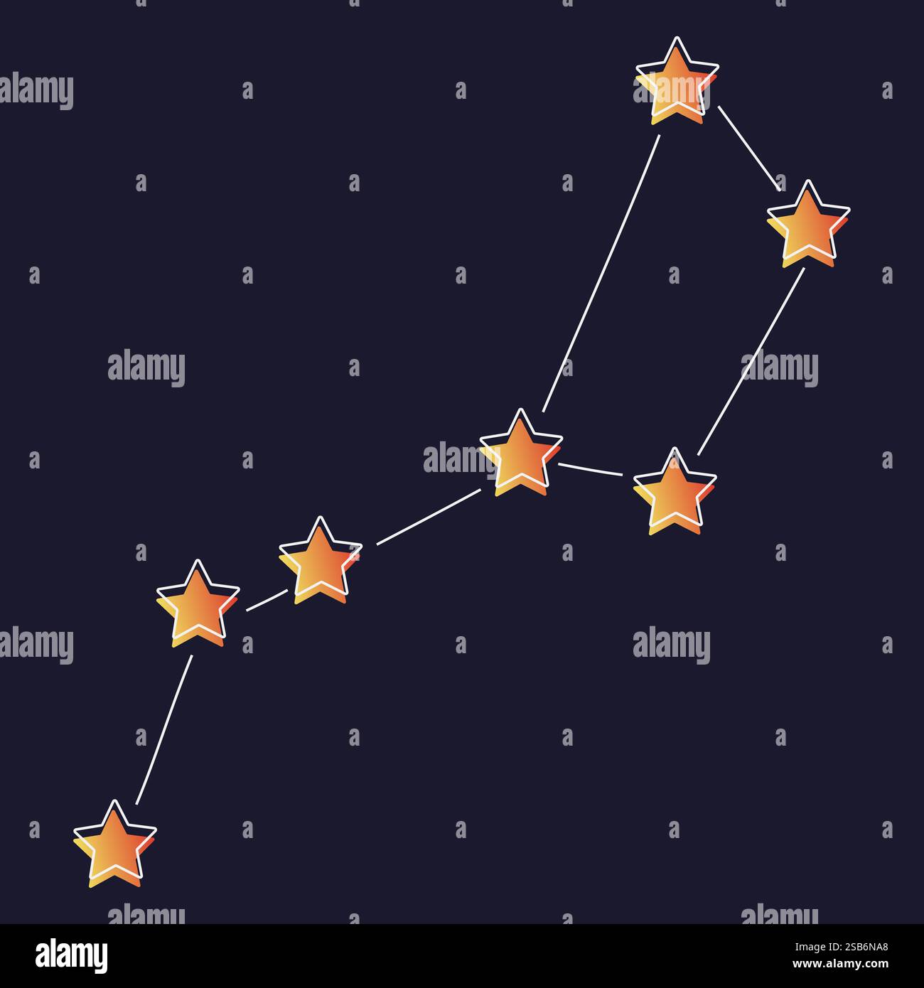 A star chart showing five stars prominently marked Stock Vector Image ...