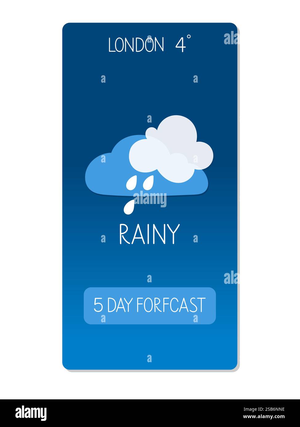 The forecast shows a rainy day in London with a temperature of 4 ...