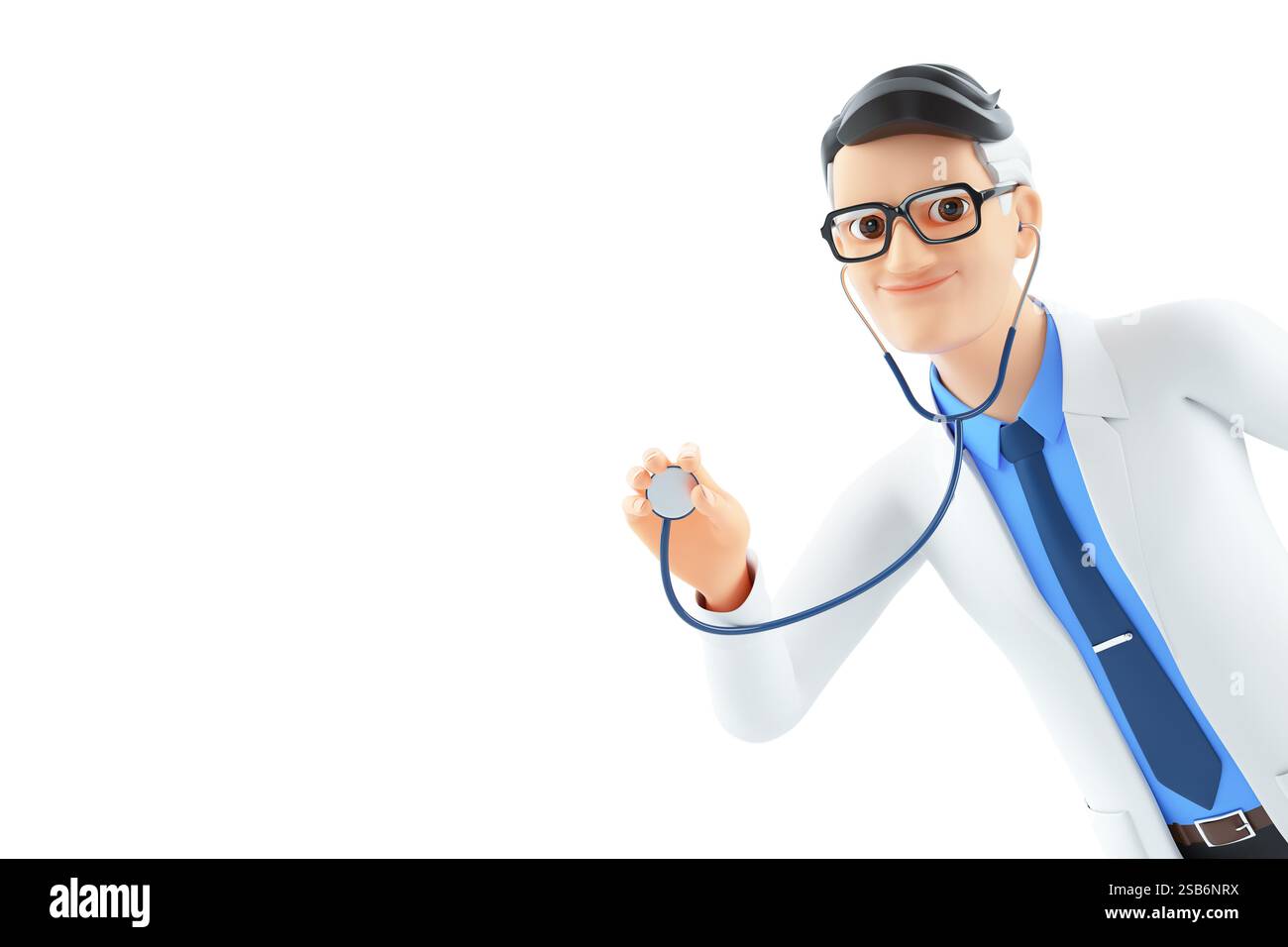 3d portrait cartoon doctor using stethoscope, illustration isolated on ...