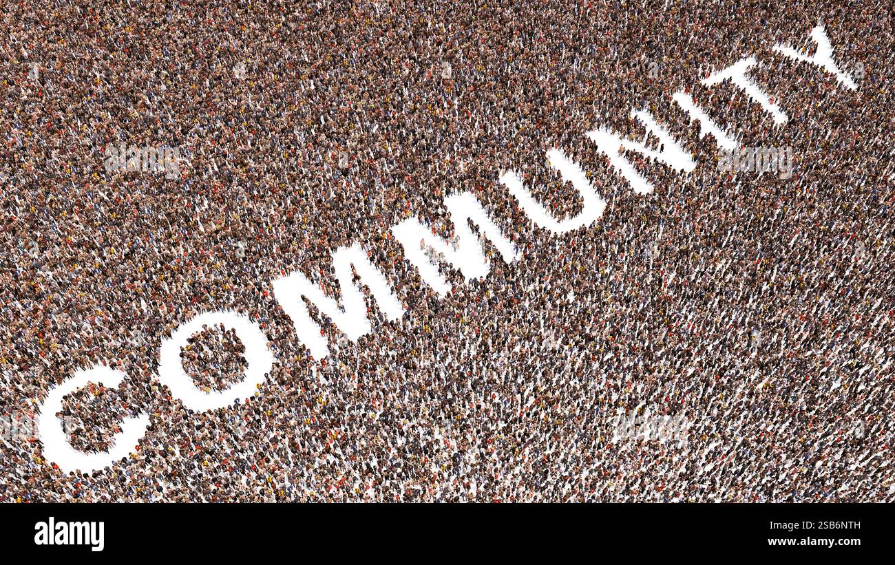 Concept or conceptual large community of people forming COMMUNITY word ...