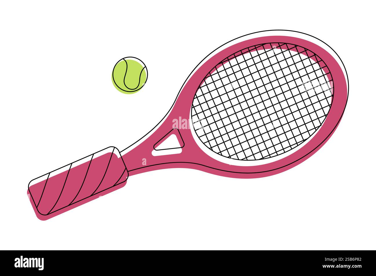 A drawing of a tennis racket and a tennis ball, depicting sports ...