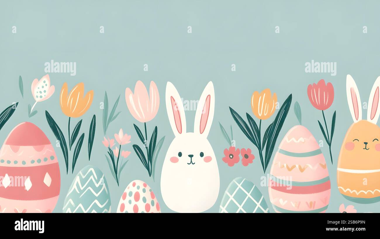 Seamless pastel background with alternating patterns of Easter eggs ...