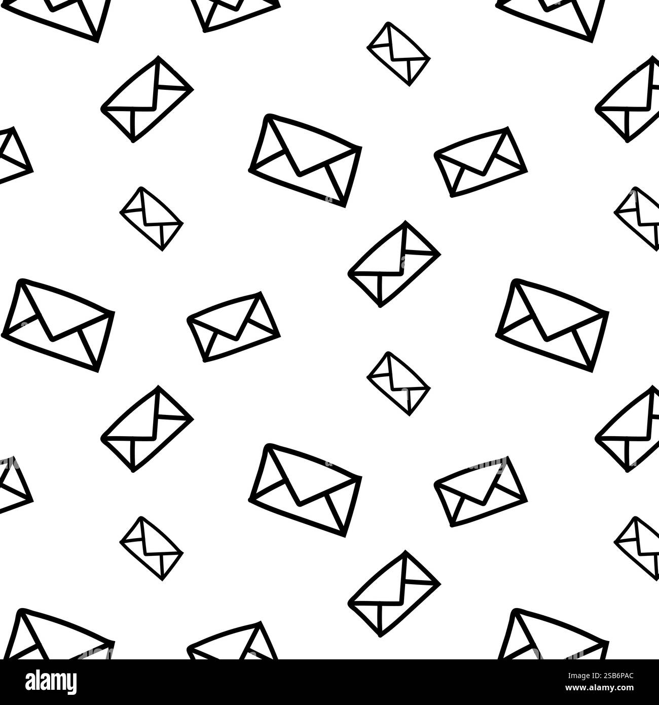 The design features a variety of hand-drawn envelope illustrations ...