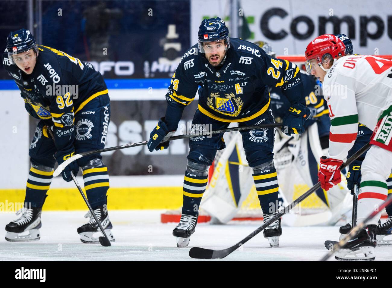 250131 Södertäljes Jacob Dahlström under ishockeymatchen i Hockeyallsvenskan mellan Södertälje ...